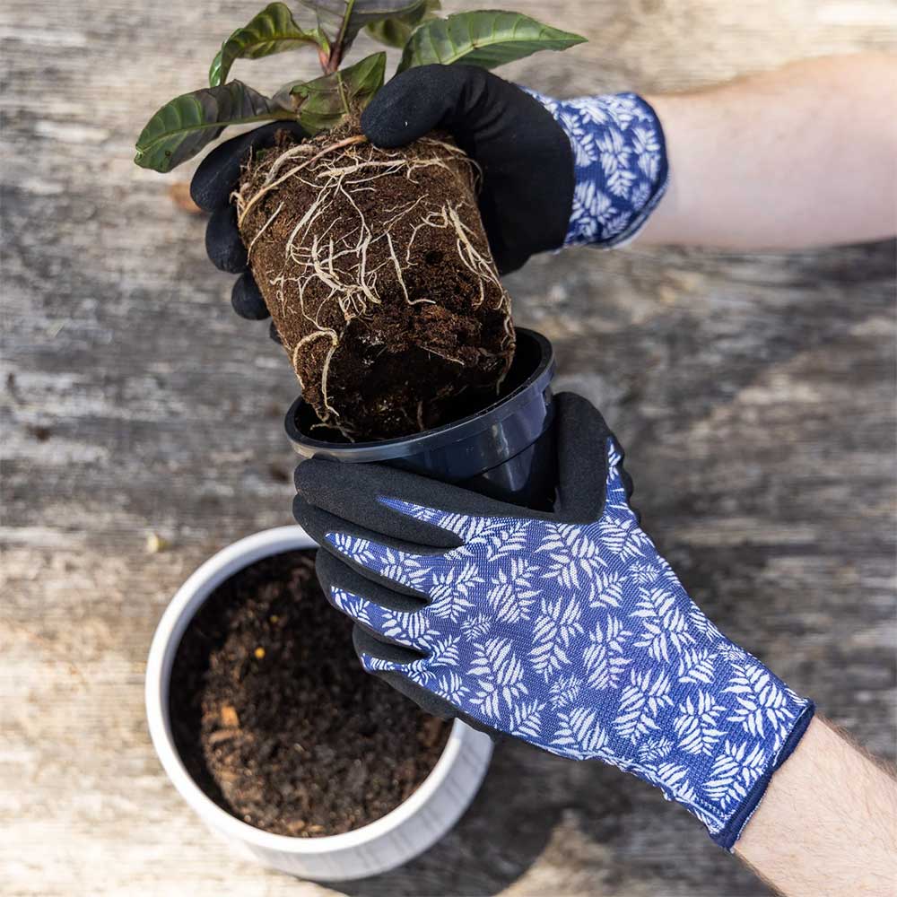 Cyclone Fern Patterned Nitrile Dipped Gloves Small